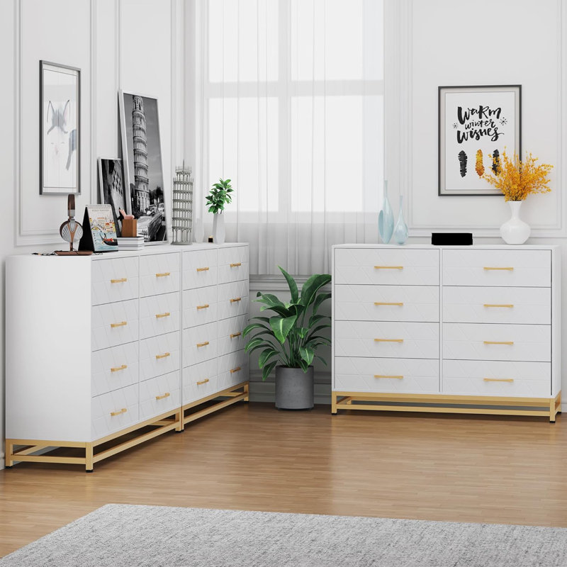 Everly Quinn Dresser For Bedroom With 8 Drawer Tv Stand Dressers Chest Of Drawers For Living Room Hallway Entryway MDF Board Wayfair